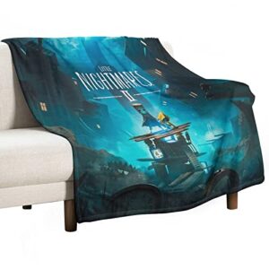 heshunxing soft throw blanket little nightmares 2 warm fleece blanket for sofa couch living room 50 inchx60 inch, white-style