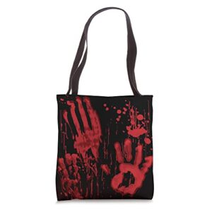 blood hands splatters red bloody handprints zombie outbreak tote bag