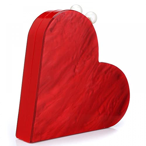 Simcat Women Heart Shape Clutch Purse Velvet Shoulder Bag Evening Handbags (Red)