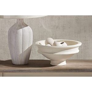 Mud Pie Paper Mache Pedestal Bowl, Pedestal, 6" x 12" dia White