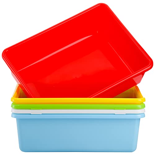 WUWEOT 5 Pack Large Storage Bins, 15" x 11.5" Plastic Stackable Classroom Organizer, Multipurpose Toy Basket for Classroom, Nursery, Playrooms and Home Organization