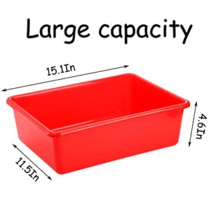 WUWEOT 5 Pack Large Storage Bins, 15" x 11.5" Plastic Stackable Classroom Organizer, Multipurpose Toy Basket for Classroom, Nursery, Playrooms and Home Organization