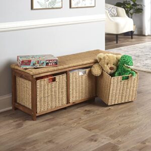 Badger Basket Woven Top and Baskets-Brown Kid's Storage Bench