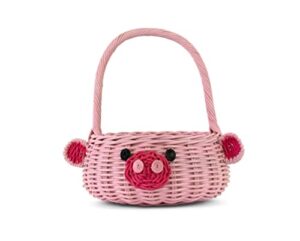 g6 collection hand woven pig rattan basket decorative home decor bin organizer storage cute handmade handcrafted gift art decoration wicker (piggy easter basket)