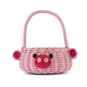 G6 COLLECTION Hand Woven Pig Rattan Basket Decorative Home Decor Bin Organizer Storage Cute Handmade Handcrafted Gift Art Decoration Wicker (Piggy Easter Basket)