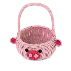 G6 COLLECTION Hand Woven Pig Rattan Basket Decorative Home Decor Bin Organizer Storage Cute Handmade Handcrafted Gift Art Decoration Wicker (Piggy Easter Basket)