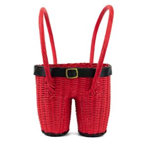 G6 COLLECTION Hand Woven Santa Pants Rattan Easter Basket Christmas Storage Decorative Bin Shelf Organizer Cute Nursery Home Decor Handmade Handcrafted Gift Decoration Santa Shorts Wicker