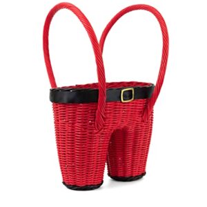 G6 COLLECTION Hand Woven Santa Pants Rattan Easter Basket Christmas Storage Decorative Bin Shelf Organizer Cute Nursery Home Decor Handmade Handcrafted Gift Decoration Santa Shorts Wicker