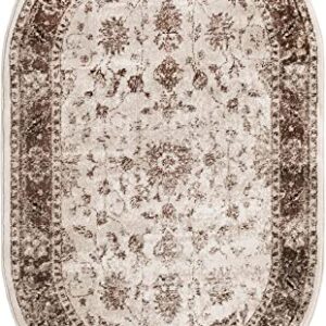 Rugs.com Nepal Collection Rug – 3' x 5' Oval Cream Medium Rug Perfect for Living Rooms, Large Dining Rooms, Open Floorplans