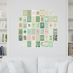 Artivo Sage Green Room Decor Aesthetic, Green Wall Collage Kit Aesthetic Pictures for Teen Girls, Sage Green Dorm Room Decor, Danish Pastel Aesthetic Wall Decor, Pastel Bedroom Decor (70 set, 4x6)