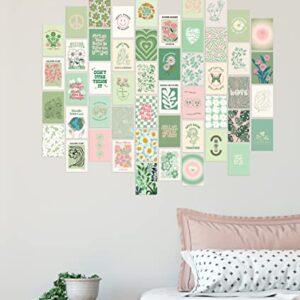 Artivo Sage Green Room Decor Aesthetic, Green Wall Collage Kit Aesthetic Pictures for Teen Girls, Sage Green Dorm Room Decor, Danish Pastel Aesthetic Wall Decor, Pastel Bedroom Decor (70 set, 4x6)