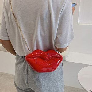 QZUnique Lips Evening Clutch Purse, Acrylic Banquet Handbags, Chain Gold/Silver/Bronze Women Fashion Crossbody Shoulder Bag