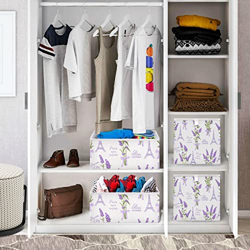 xigua Lavender Rectangle Storage Bin Large Collapsible Storage Basket Toys Clothes Organizer Box for Shelf Closet Bedroom Home Office, 15.8 x 10.6 x 7 Inch