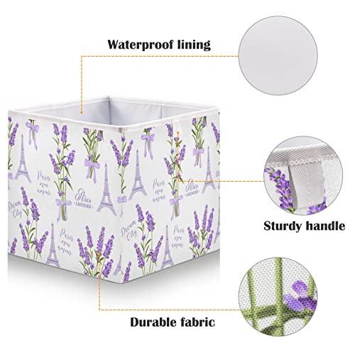 xigua Lavender Rectangle Storage Bin Large Collapsible Storage Basket Toys Clothes Organizer Box for Shelf Closet Bedroom Home Office, 15.8 x 10.6 x 7 Inch