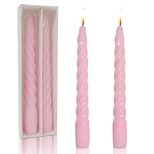 Handmade Candle Sticks Taper Candles - Gedengni Twist Candlesticks for Table Decor Housewarming Gift Idea-2pcs, 7.3 Inch(Pink)