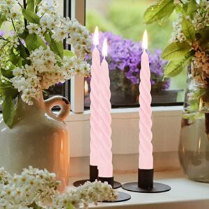 Handmade Candle Sticks Taper Candles - Gedengni Twist Candlesticks for Table Decor Housewarming Gift Idea-2pcs, 7.3 Inch(Pink)