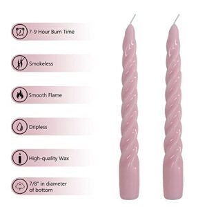 Handmade Candle Sticks Taper Candles - Gedengni Twist Candlesticks for Table Decor Housewarming Gift Idea-2pcs, 7.3 Inch(Pink)