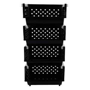 jekiyo 4 packs large stackable storage bins, plastic stacking basket, black