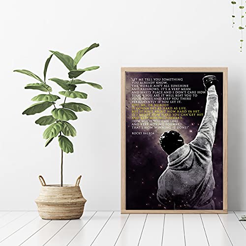 Rocky Balboa Motivational Quote Movie Poster Decorative Wall Art Boxing Inspiring Quotes Hope Prints Artwork Modern Wall Decor for Office (12x16in(30x40cm)-Unframed)