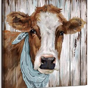 Cow canvas decor, farmhouse wall art pictures for Bathroom Bedroom Living Room Kitchen Wall Decor