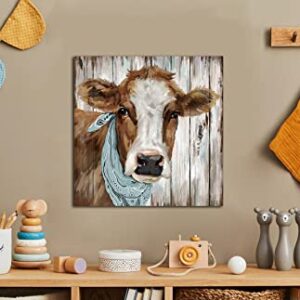 Cow canvas decor, farmhouse wall art pictures for Bathroom Bedroom Living Room Kitchen Wall Decor