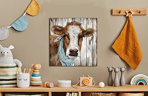 Cow canvas decor, farmhouse wall art pictures for Bathroom Bedroom Living Room Kitchen Wall Decor