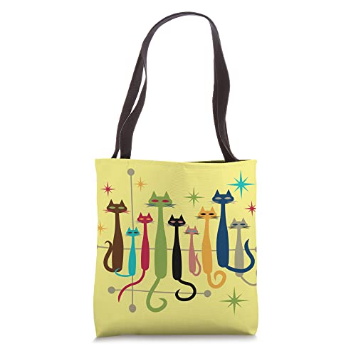 Vintage Retro Mid-Century Modern Look Cats 50s 60s Style Tote Bag