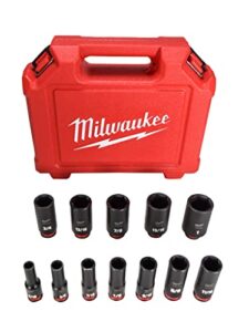 milwaukee 49-66-7006 shockwave 3/8 in. drive deep well 6 point impact socket set (12-piece)