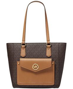 michael kors joe jet set medium top zip brown mk signature tote bag