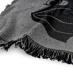 LOGOVISION Batman Blanket, 50"x60" Bat Symbol Woven Tapestry Cotton Blend Fringed Throw