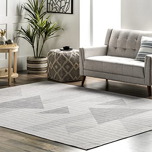 nuLOOM Kerrie Modern Triangles Machine Washable Area Rug, 4' x 6', Beige