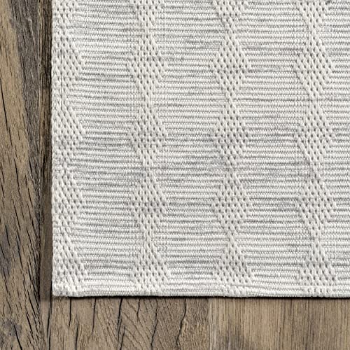 nuLOOM FAE Geometric Shapes Machine Washable Area Rug, 5' x 8', Beige