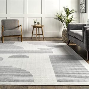 nuLOOM FAE Geometric Shapes Machine Washable Area Rug, 5' x 8', Beige