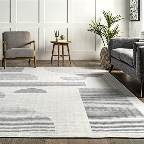 nuLOOM FAE Geometric Shapes Machine Washable Area Rug, 5' x 8', Beige