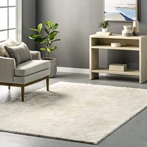 nuloom loni solid machine washable shag accent rug, 2′ x 3′, cream