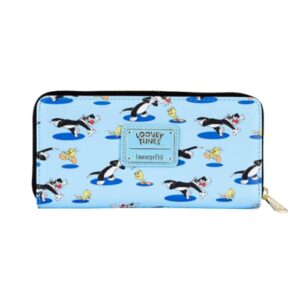 loungefly looney tunes tweety & sylvester zip-around wallet looney tunes one size