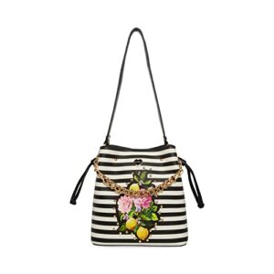 betsey johnson fun bucket bag, black/white