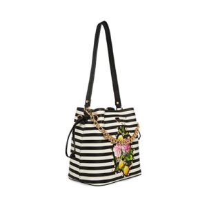 Betsey Johnson Fun Bucket Bag, Black/White