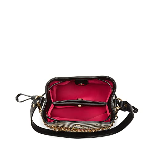 Betsey Johnson Fun Bucket Bag, Black/White