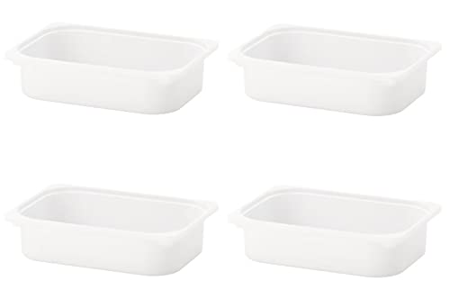 Ikea 800.892.39 Pack of 4 TROFAST Storage Boxes, White; 16.5" x 11.75" x 4 ", Stackable, Compatible with Trofast Frames and Lids, Made of Polypropelene