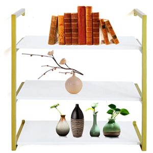 LOYALHEARTDY Wall Mounted Floating Shelves Gold Wooden Shelves Display Ledge Storage Rack for Bedroom, Living Room, Bathroom, Kitchen, Office and More (3Tier/24Inch)