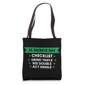 St. Patrick Day Checklist Tote Bag