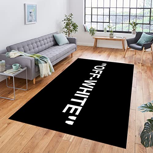 Off White, Black White Printed Rug, Keep Off Rug, Street Art Rug, Fashion White, Office & Room Decor, Floor Carpet, Fashion, Designer, Gift 1.6x2feet-50x70cm(MatSize)