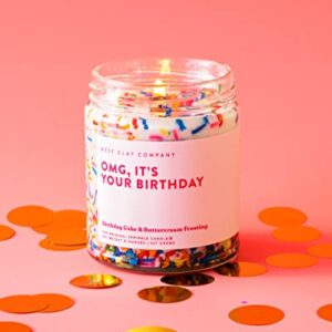 OMG, It’s Your Birthday Sprinkle Candle | West Clay Company | Happy Birthday Vanilla Cake Sprinkles Scented Soy Nontoxic Candles for Gift | Women, Bday, Birthday Gifts for Women