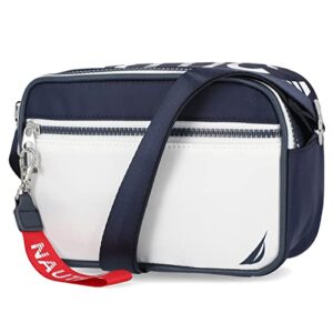 Nautica womens High Seas Camera Crossbody, Indigo/White, One Size US