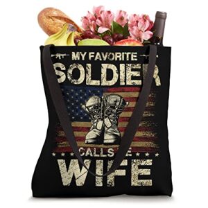 My Favorite Soldier Calls Me Wife | Proud Army Wife Tote Bag