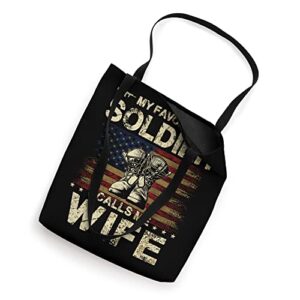 My Favorite Soldier Calls Me Wife | Proud Army Wife Tote Bag