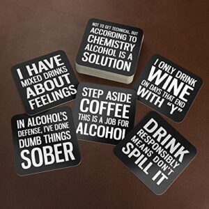 Lillian Rose Black & White Set of 36 Drinking Coasters, One Size, Black