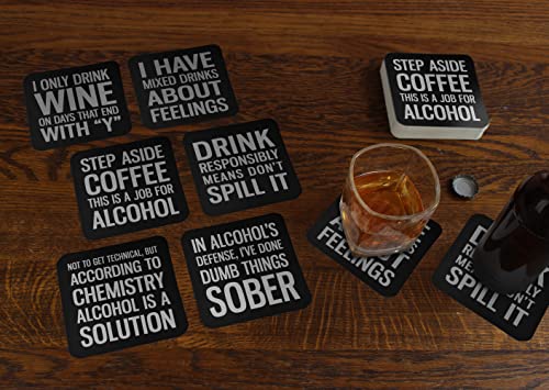 Lillian Rose Black & White Set of 36 Drinking Coasters, One Size, Black