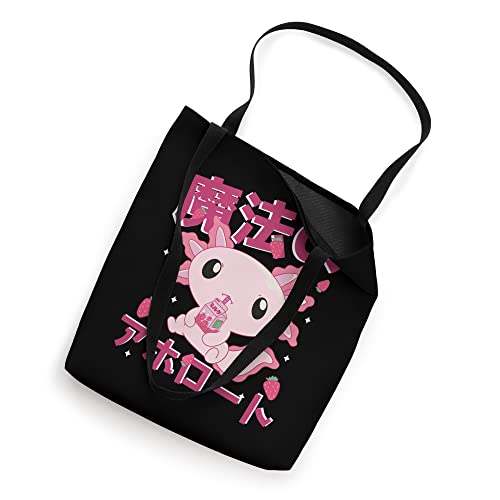 Kawaii Axolotl Strawberry Milk Shake Japanese Anime Tote Bag